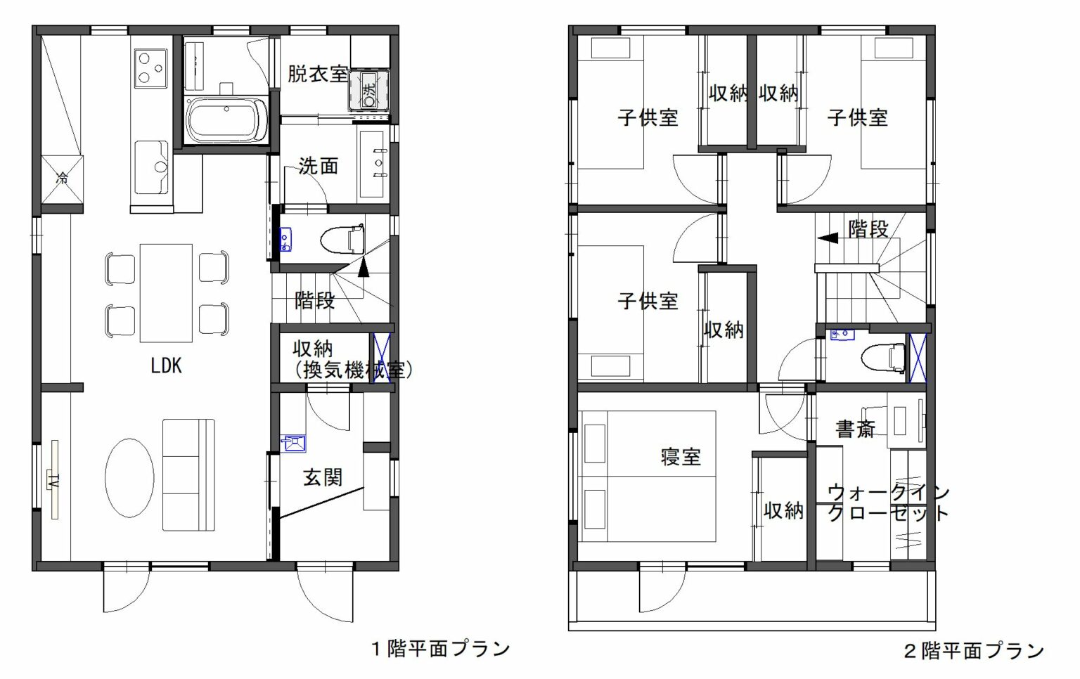 27坪4LDK 木造2階建てプラン | 東京都小平市 匠拓 まちづくり・建築研究所 ｜ 東京都小平市 匠拓 まちづくり・建築研究所